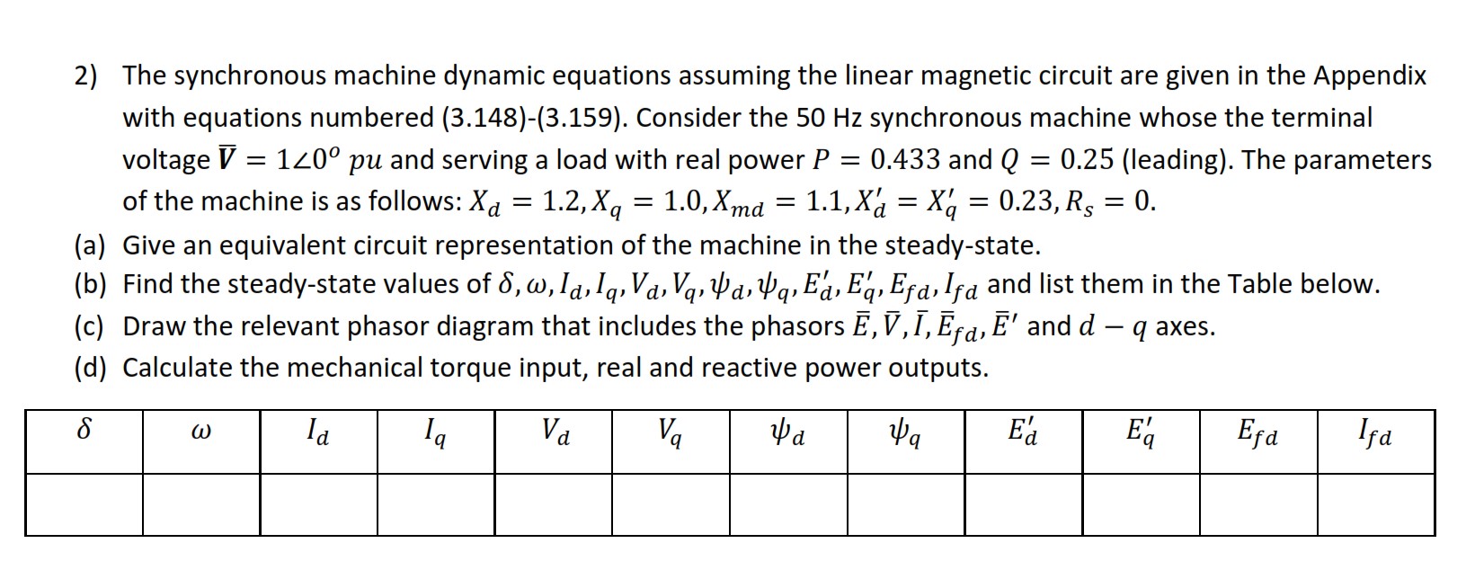 2 The Synchronous Machine Dynamic Equations Assuming