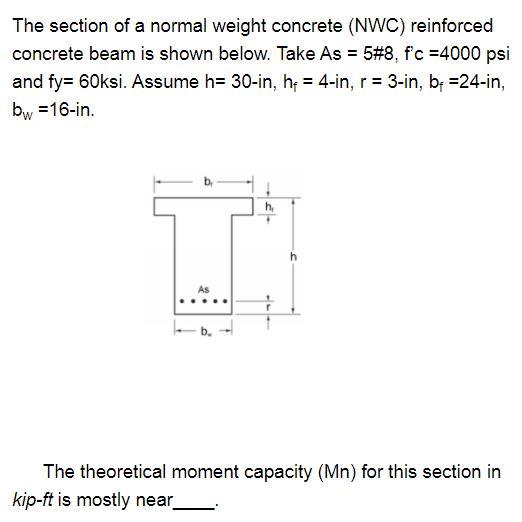 Solved The section of a normal weight concrete (NWC) | Chegg.com