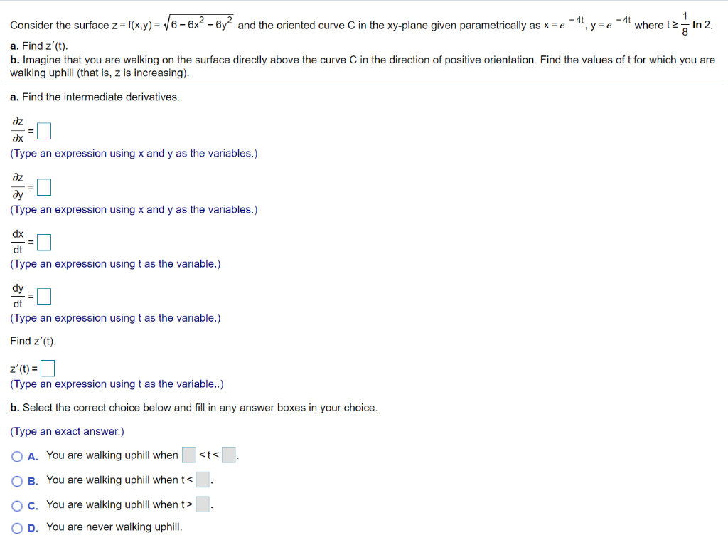 Solved 1 Consider the surface z=f(x,y)= 16-6x2 - 6y2 and the | Chegg.com