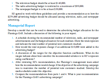 Solved Case Problem 1 PLANNING AN ADVERTISING CAMPAIGN The | Chegg.com