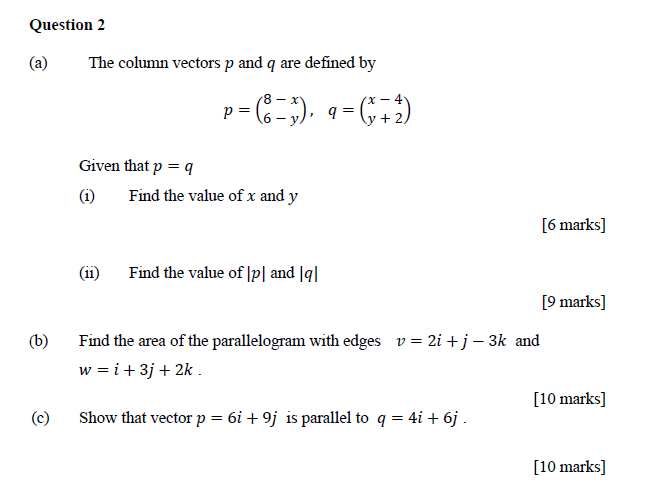Solved Question 1 (a) Given the two vectors a = 3i –2j+k, b= | Chegg.com