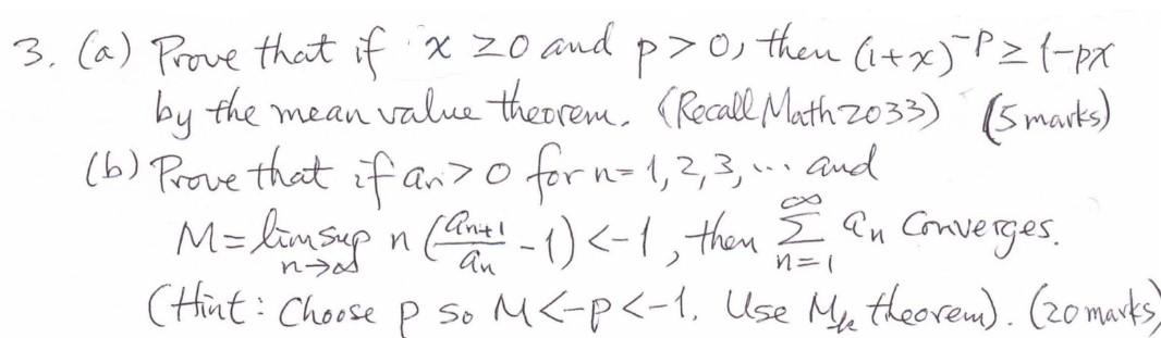 Solved 3. (a) Prove that if x≥0 and p>0, then (1+x)−p≥1−px | Chegg.com