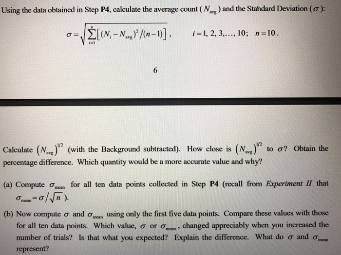 Solved P4 us Background) Counts N (Counts minus Background) | Chegg.com