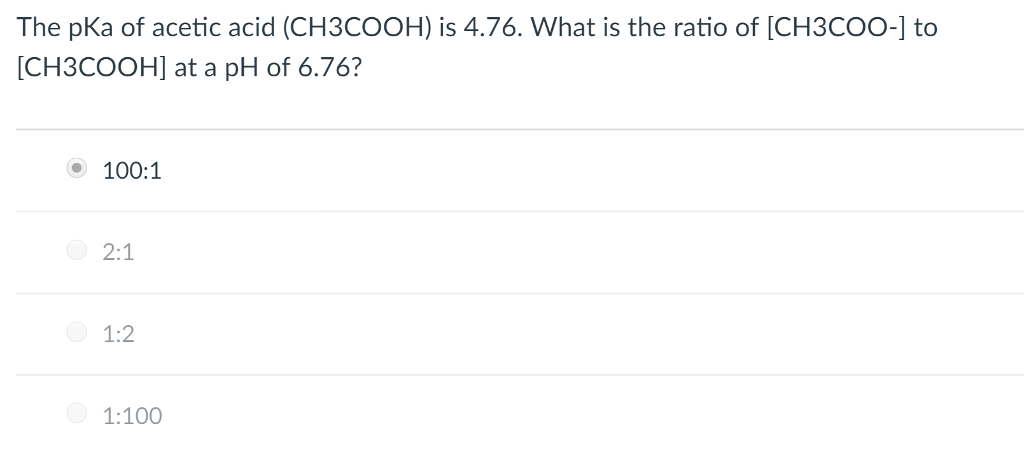 Solved The pKa of acetic acid (CH3COOH) is 4.76. What is the | Chegg.com