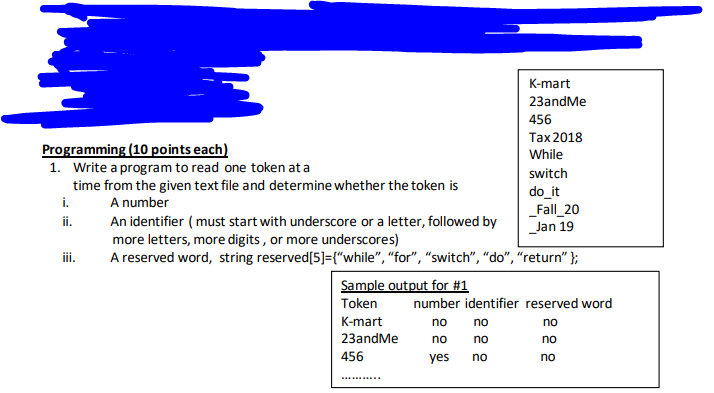 Solved Write a program to read one token at a time from the | Chegg.com