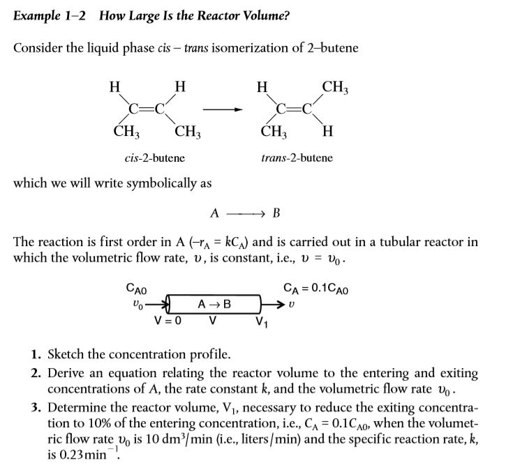 Solved Q1-4A Rework Example 1-2 for a constant volume batch | Chegg.com