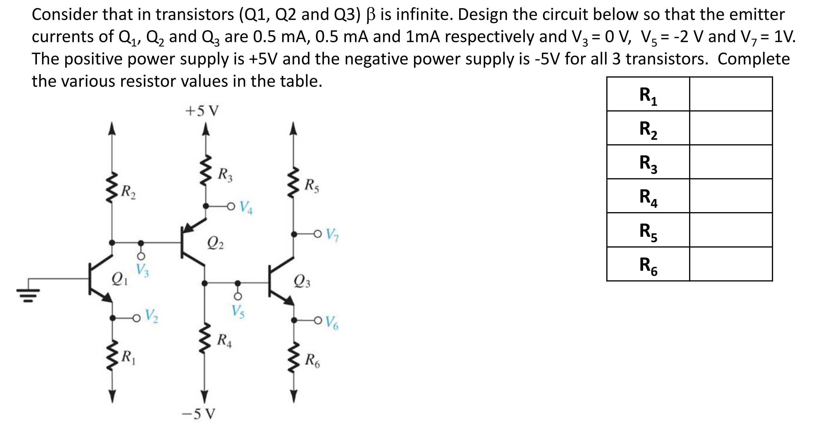 Solved Consider that in transistors (Q1, Q2 and Q3) β is | Chegg.com