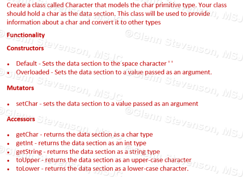 Solved Create a class called Character that models the char | Chegg.com