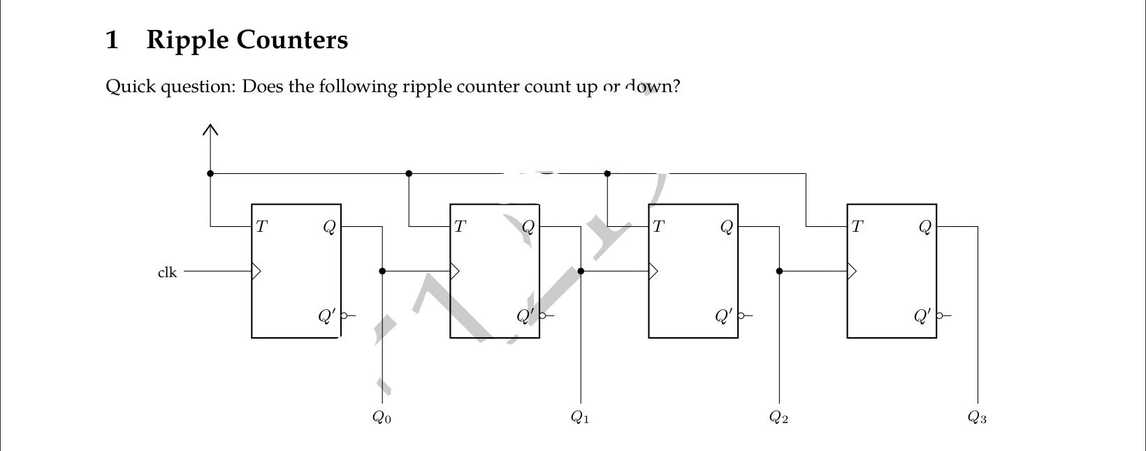 Solved Quick question: Does the following ripple counter | Chegg.com