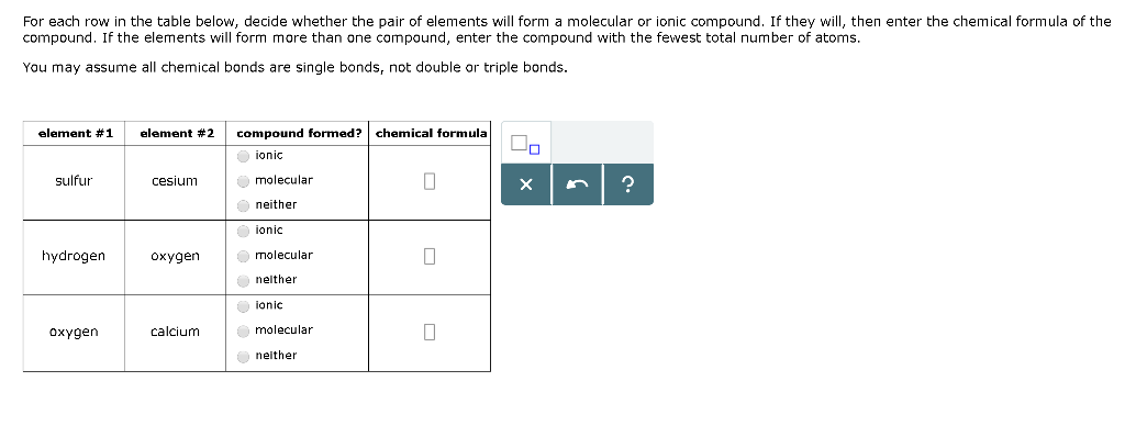 Solved For each row in the table below, decide whether the | Chegg.com