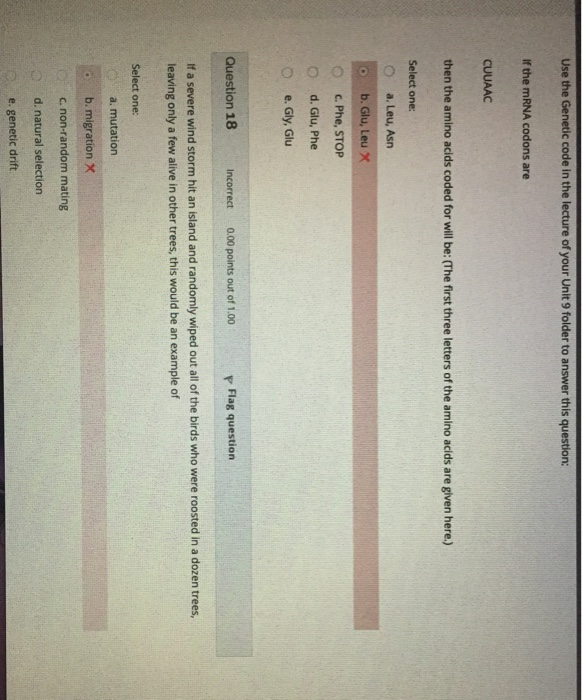 Solved Use the Genetic code in the lecture of your Unit 9 | Chegg.com