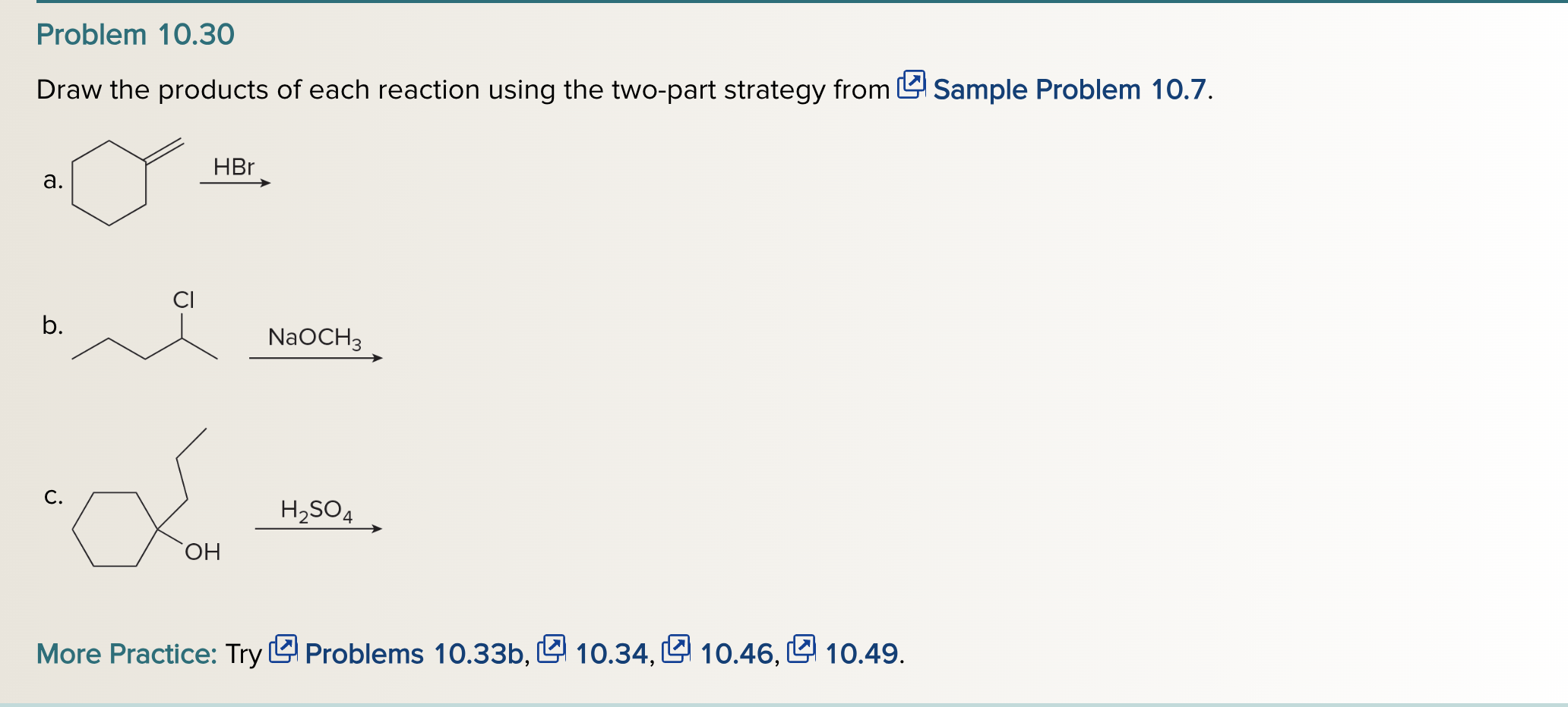 Solved Problem 10.30 draw the products of each reaction | Chegg.com