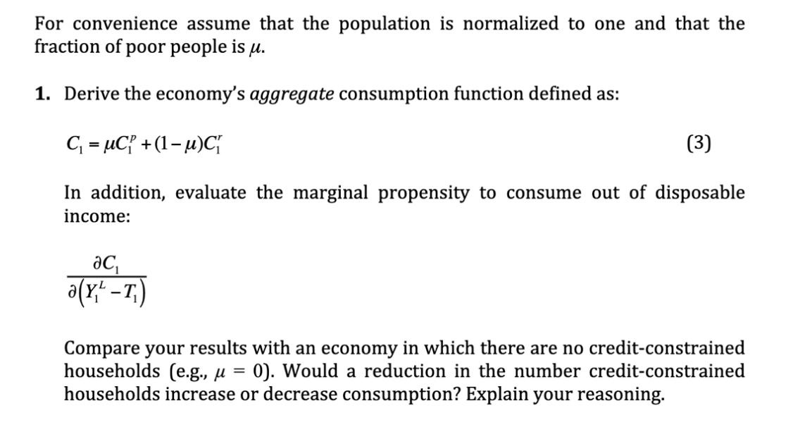 1. Consumption function with credit constraints and | Chegg.com