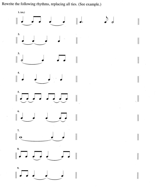 Rewrite the following rhythms, replacing all ties. | Chegg.com