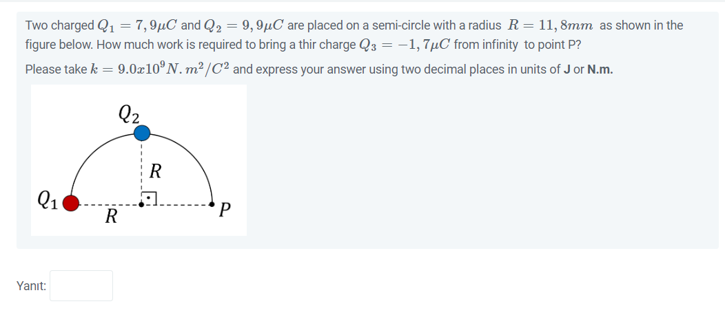 Solved Two charged Q1=7,9μC and Q2=9,9μC are placed on a | Chegg.com