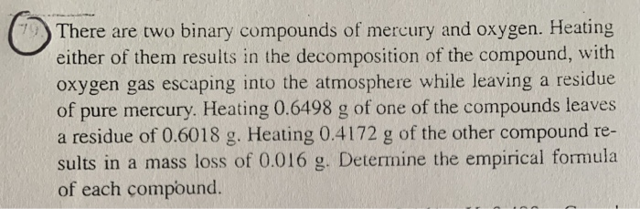 Solved 79 There are two binary compounds of mercury and | Chegg.com