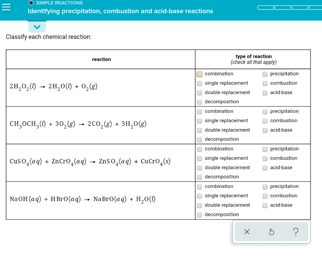 Solved O SIMPLE REACTIONS Identifying precipitation, | Chegg.com