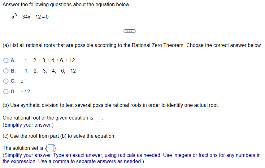 Solved (a) ﻿List all rational roots that are possible | Chegg.com