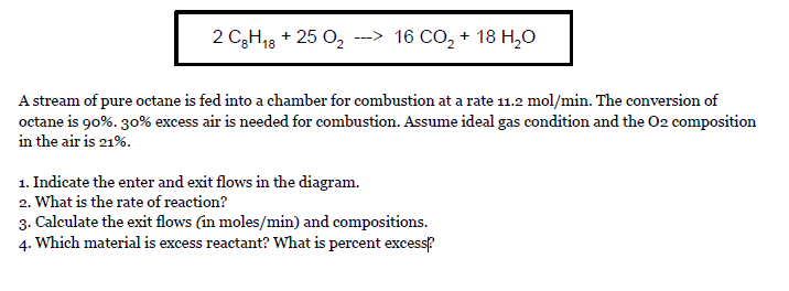 Solved 2 C8H18 + 25 02 ---> 16 CO2 + 18 H2O A stream of pure | Chegg.com