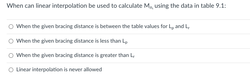 Solved When can linear interpolation be used to calculate | Chegg.com