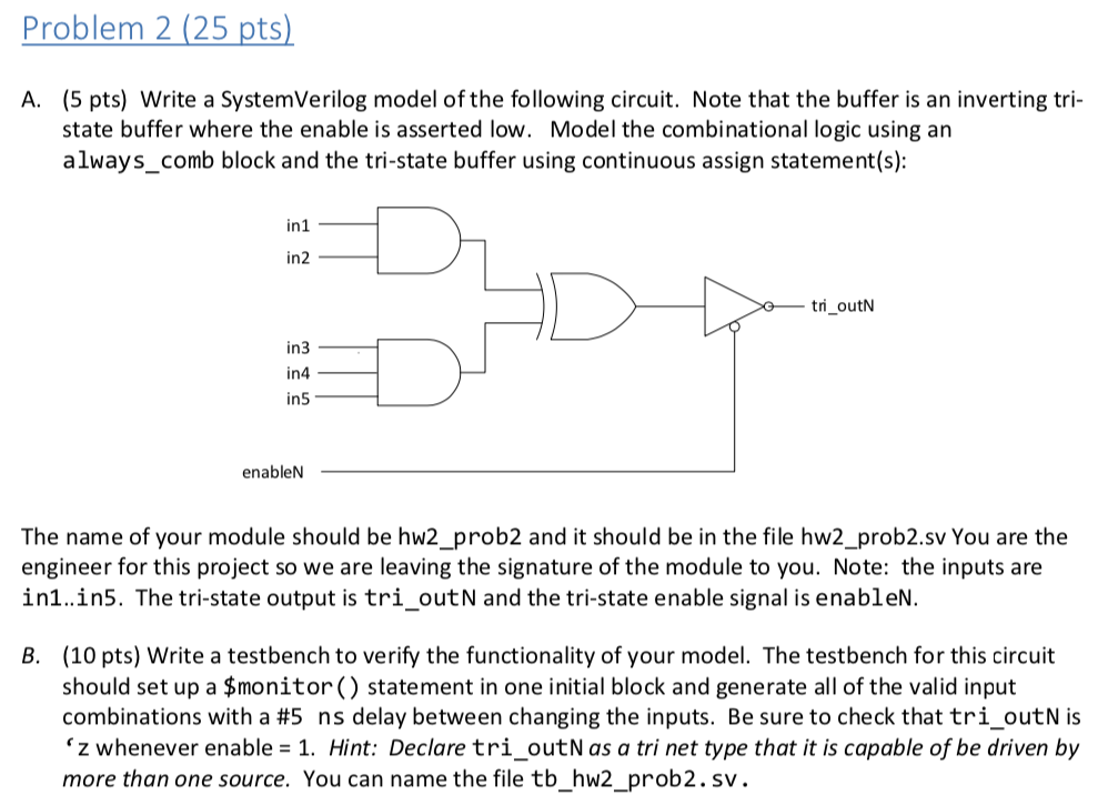 Problem 2 (25 pts) A. (5 pts) Write a System Verilog | Chegg.com