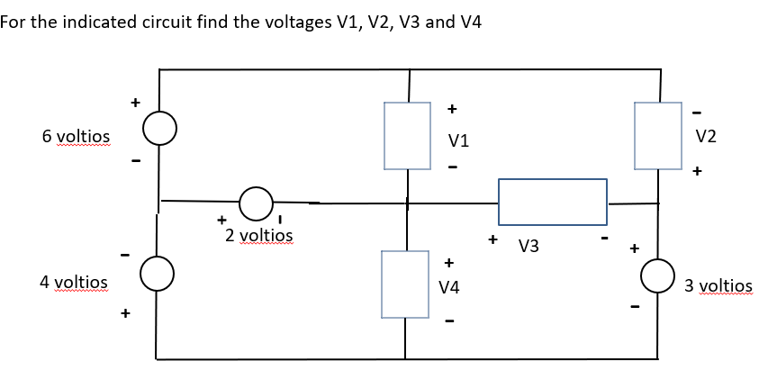 Solved For the indicated circuit find the voltages V1, V2, | Chegg.com
