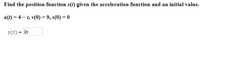 Solved Find the position function s(t) given the | Chegg.com