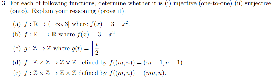 Solved 3. For each of following functions, determine whether | Chegg.com