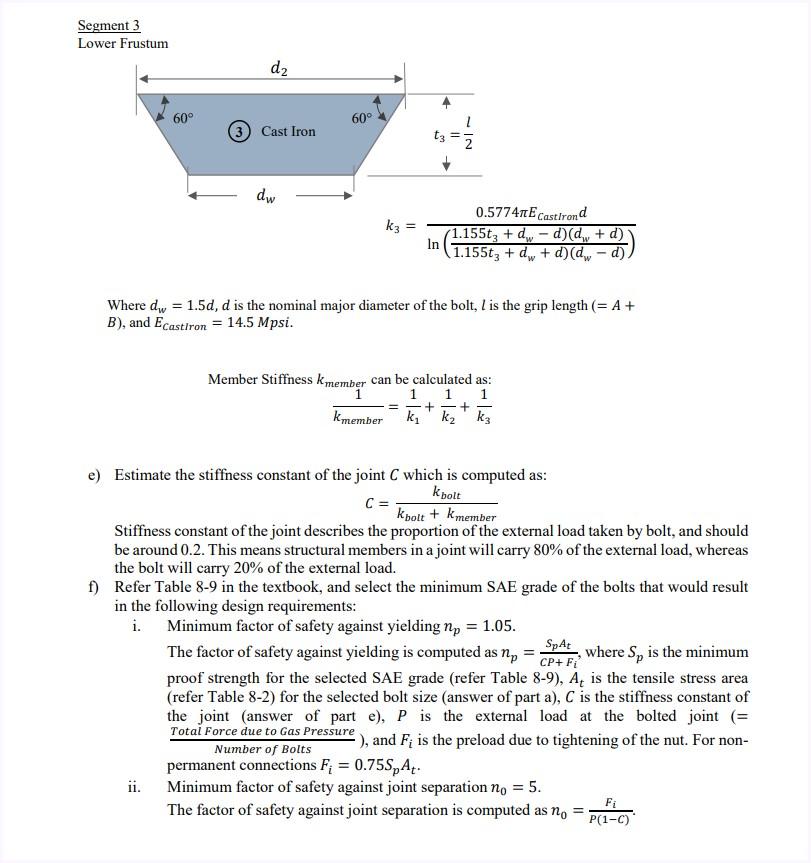 Solved Problem 4: Bolted Connection for Pressure Cylinder | Chegg.com