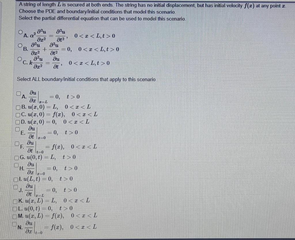 Solved A string of length L is secured at both ends. The | Chegg.com