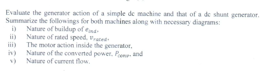 Solved Evaluate the generator action of a simple dc machine | Chegg.com