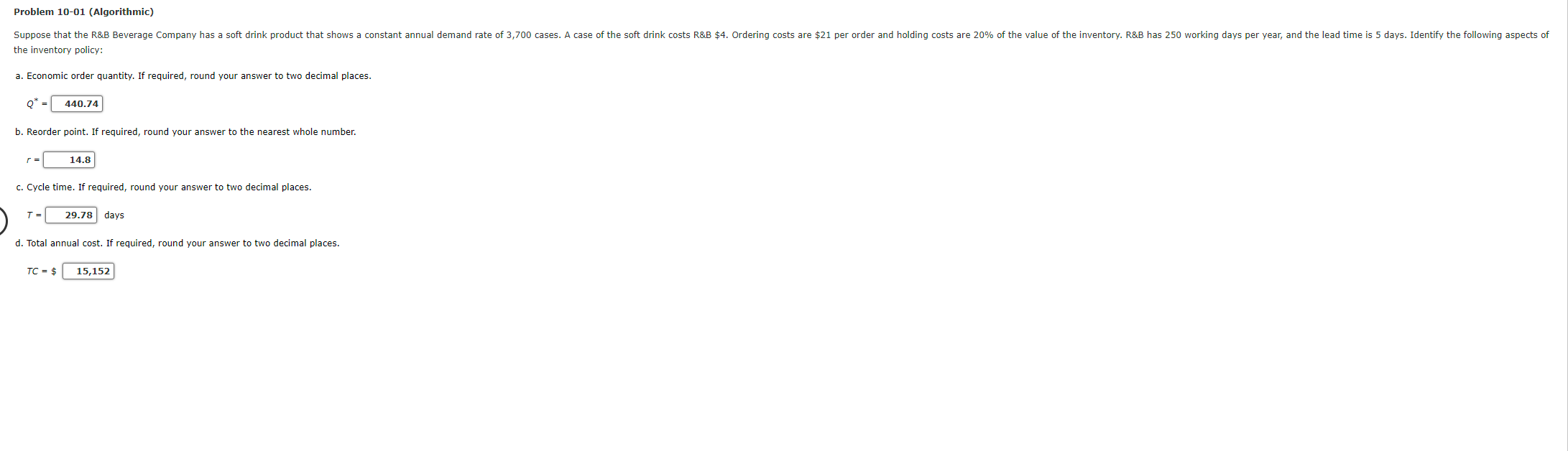 Solved Problem 10-01 (Algorithmic) Suppose that the R&B | Chegg.com