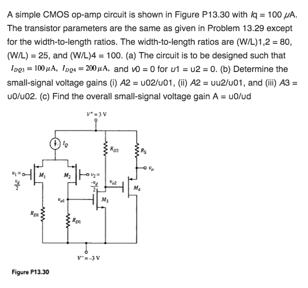 A simple CMOS op-amp circuit is shown in Figure | Chegg.com