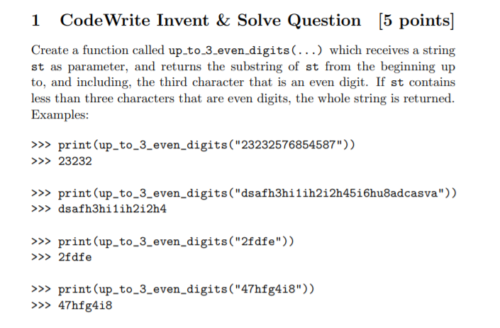 Solved 1 CodeWrite Invent & Solve Question 15 points) Create | Chegg.com