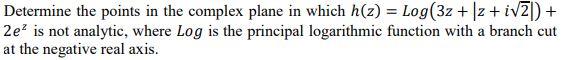 Solved Determine the points in the complex plane in which | Chegg.com