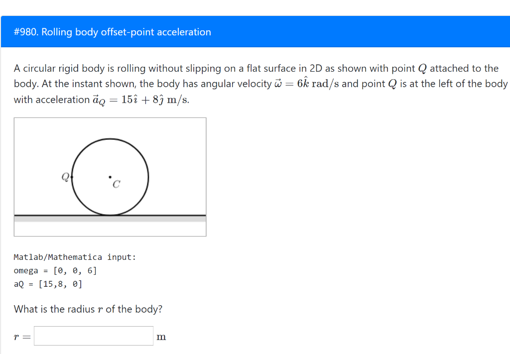 Solved #980, Rolling body offset-point acceleration A | Chegg.com