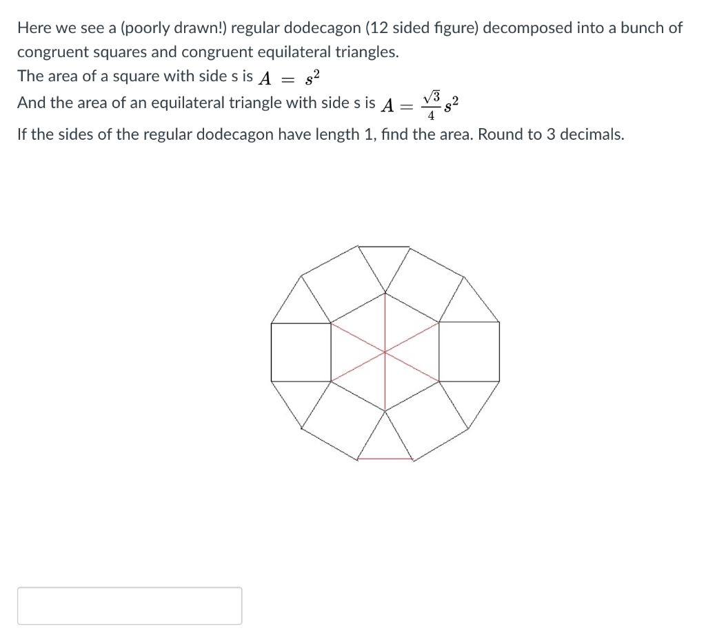 Solved Here we see a (poorly drawn!) regular dodecagon (12 | Chegg.com
