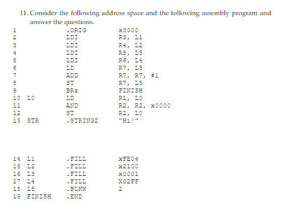 Solved 11. Consider the following address space and the | Chegg.com