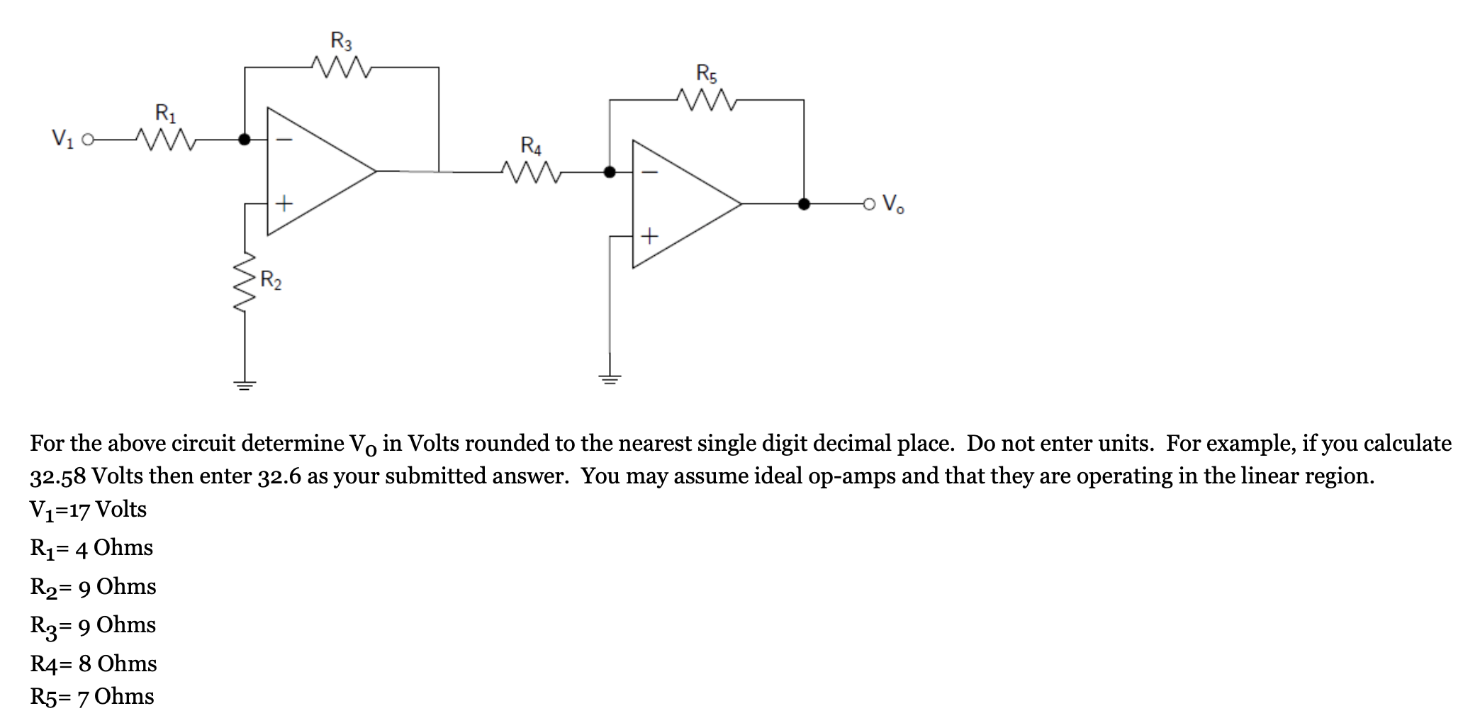 Solved R3 R5 W R1 V10-W R4 + -ovo + R2 For the above circuit | Chegg.com