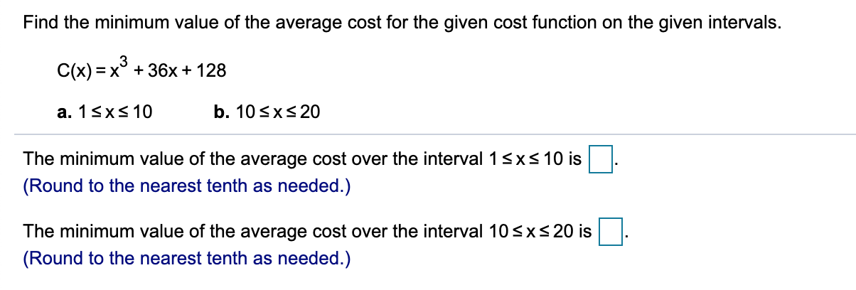 Solved Find the minimum value of the average cost for the | Chegg.com