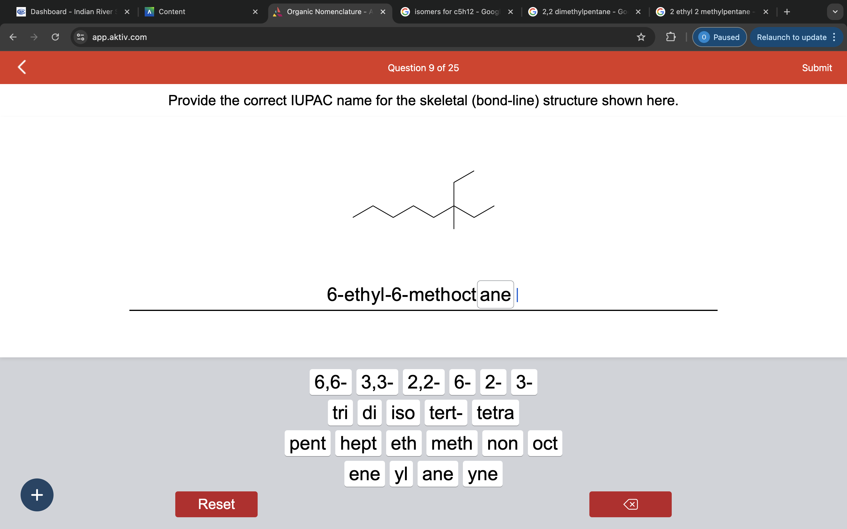 Solved Provide the correct IUPAC name for the skeletal | Chegg.com
