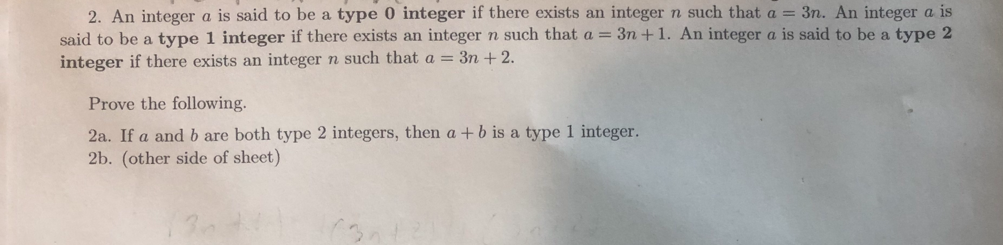 Solved 2. An integer a is said to be a type 0 integer if | Chegg.com