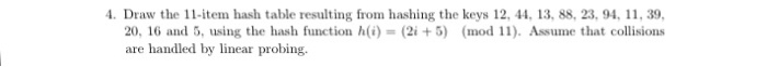 Solved Draw the 11-item hash table resulting from hashing | Chegg.com