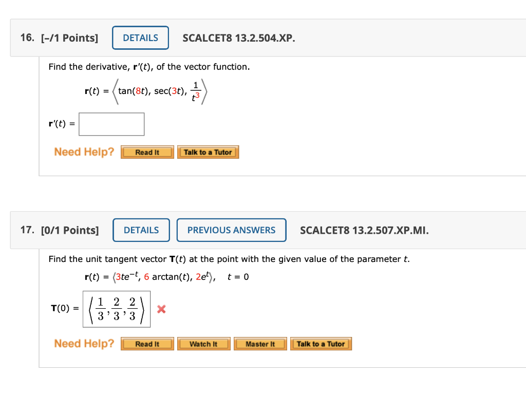 Solved 16. [-/1 Points] DETAILS SCALCET8 13.2.504.XP. Find | Chegg.com