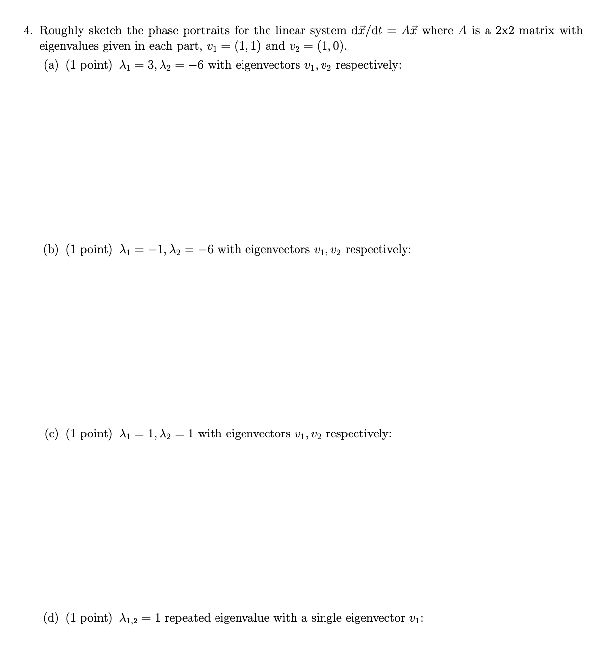 Solved Roughly sketch the phase portraits for the linear | Chegg.com