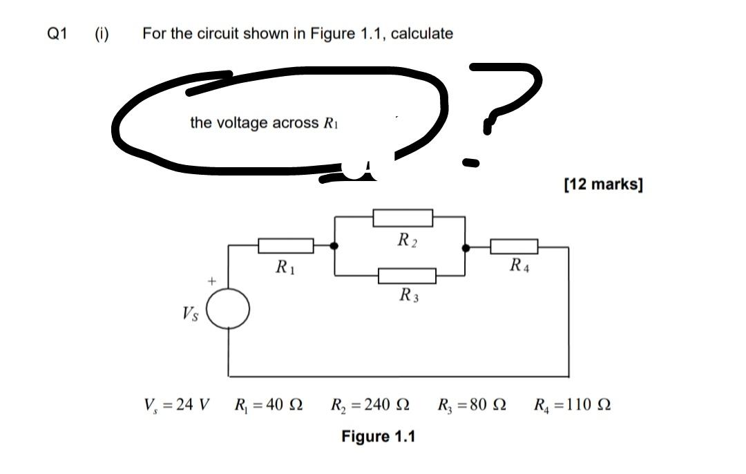 Solved Q1 (1) For the circuit shown in Figure 1.1, calculate | Chegg.com