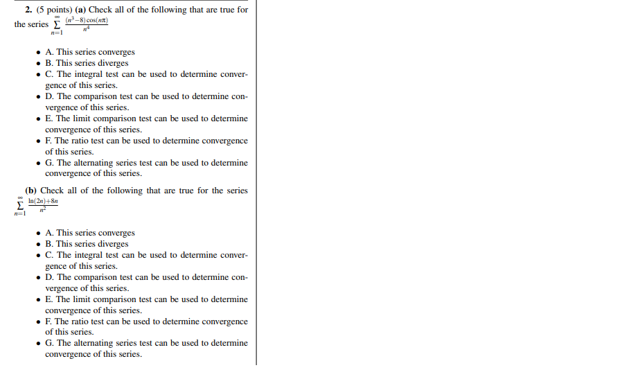 Solved 2. (5 points) (a) Check all of the following that are | Chegg.com