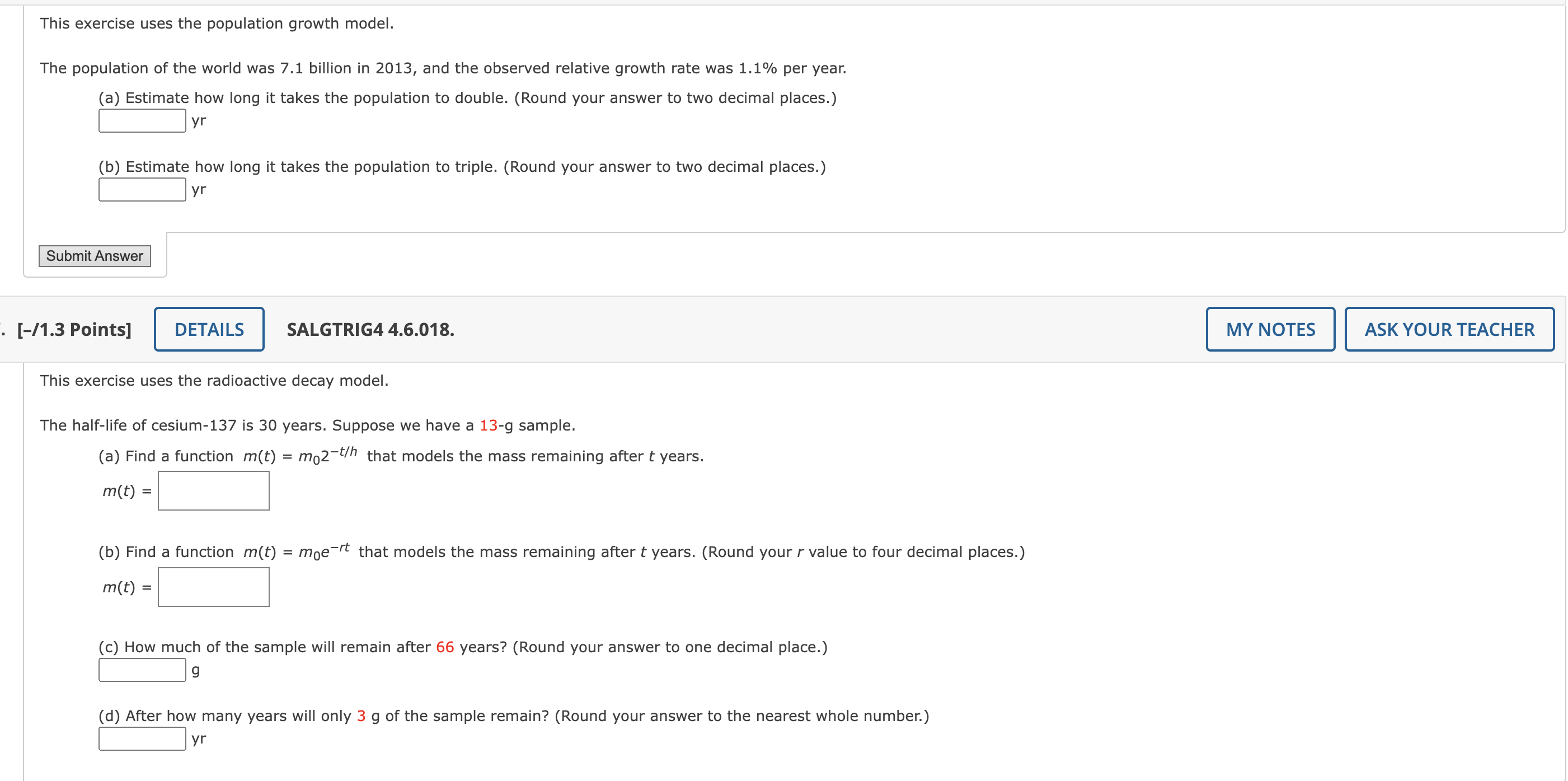 Solved This Exercise Uses The Population Growth Model The 1447