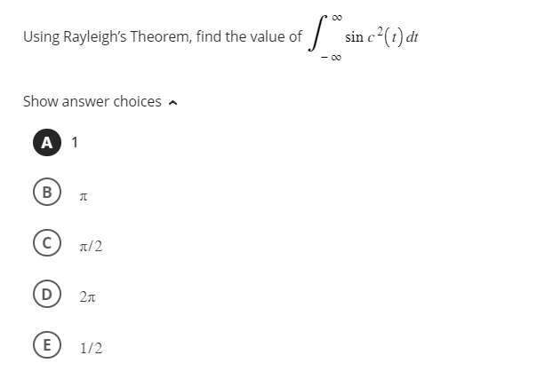 Solved Using Rayleigh's Theorem, find the value of | Chegg.com