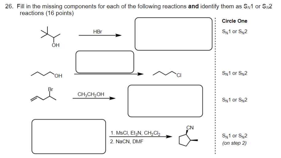 Solved Fill in the missing components for each of the | Chegg.com